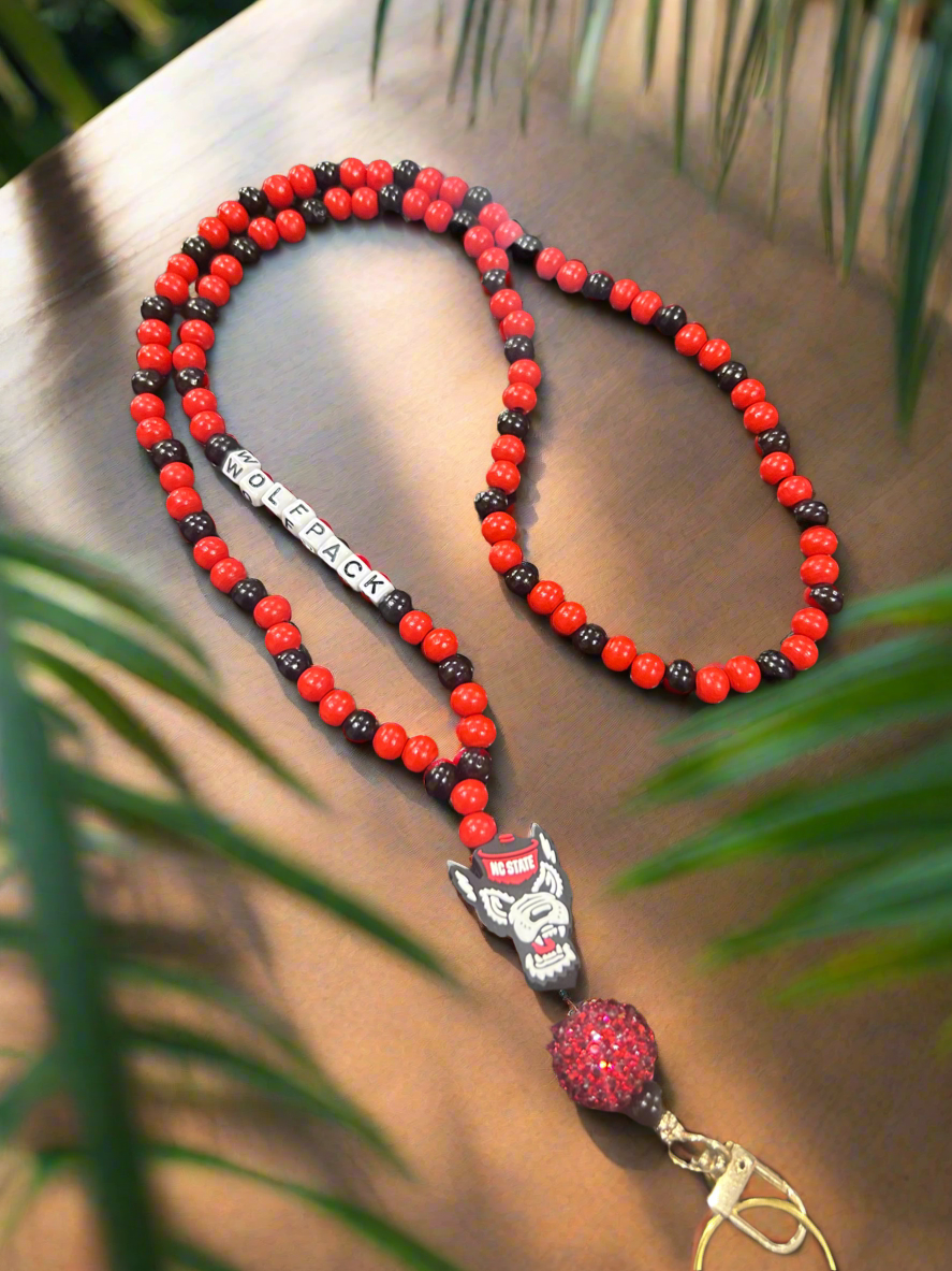 NCSU North Carolina State University Wolfpack Hand Beaded Lanyard – Rockstar Beaded Jewels by ...